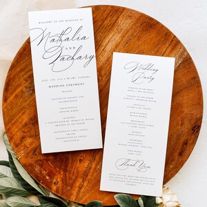 Elegant Wedding Program Template, Minimalist Script Order of Service ...