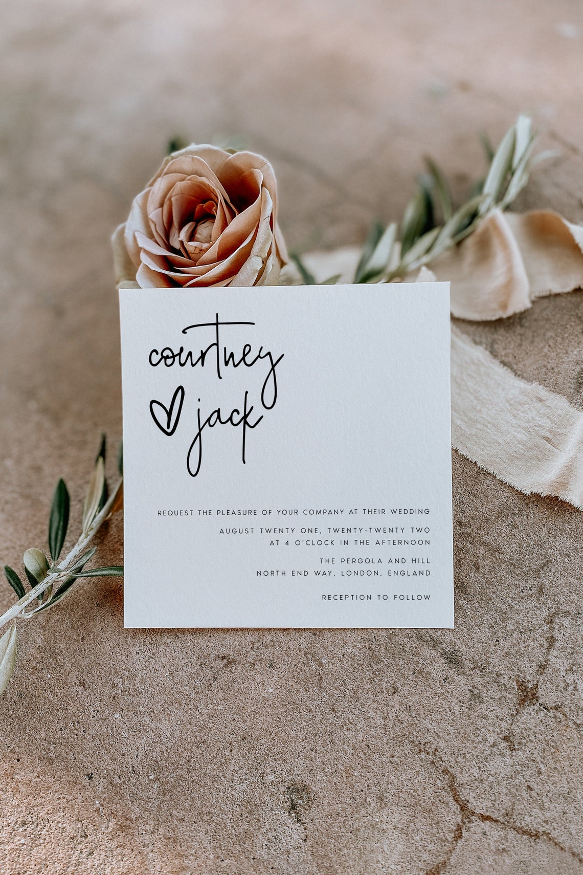 Wedding Invitation Template Square Wedding Invitation | Etsy