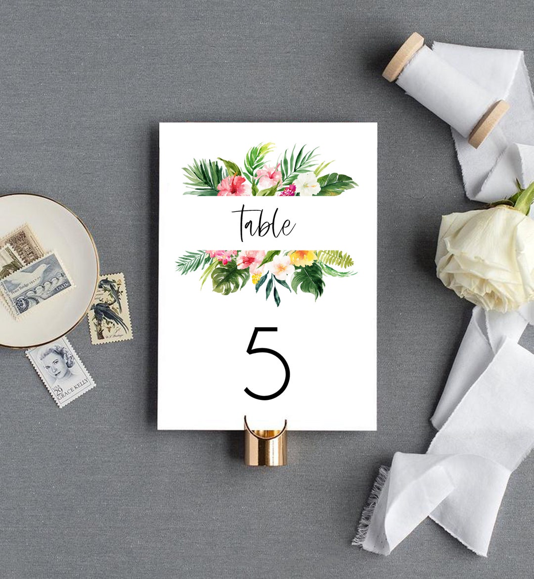 Tropical Table Number Template, Printable, Editable Wedding Table ...