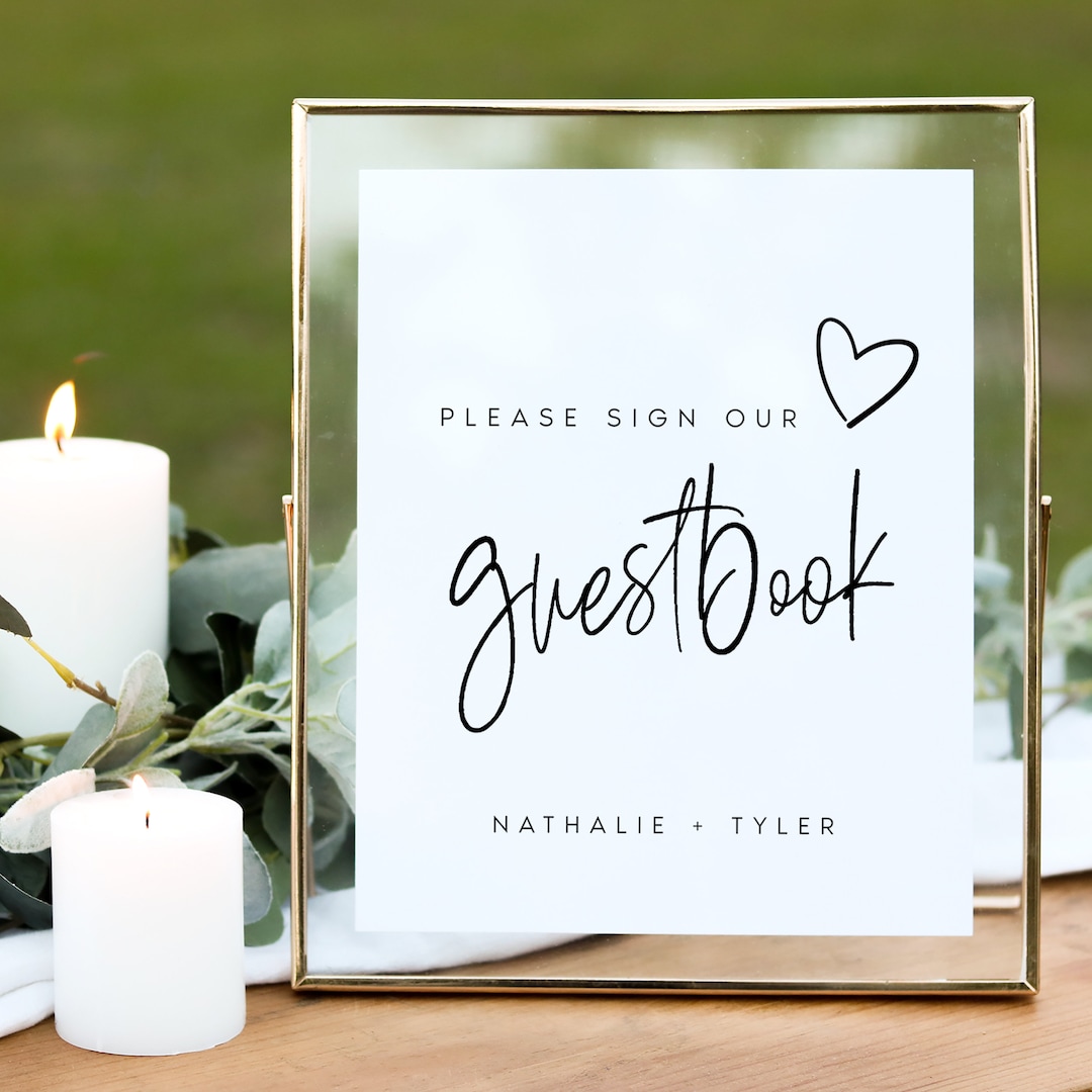 Wedding Guestbook Sign Template, Elegant Calligraphy (digital Download ...