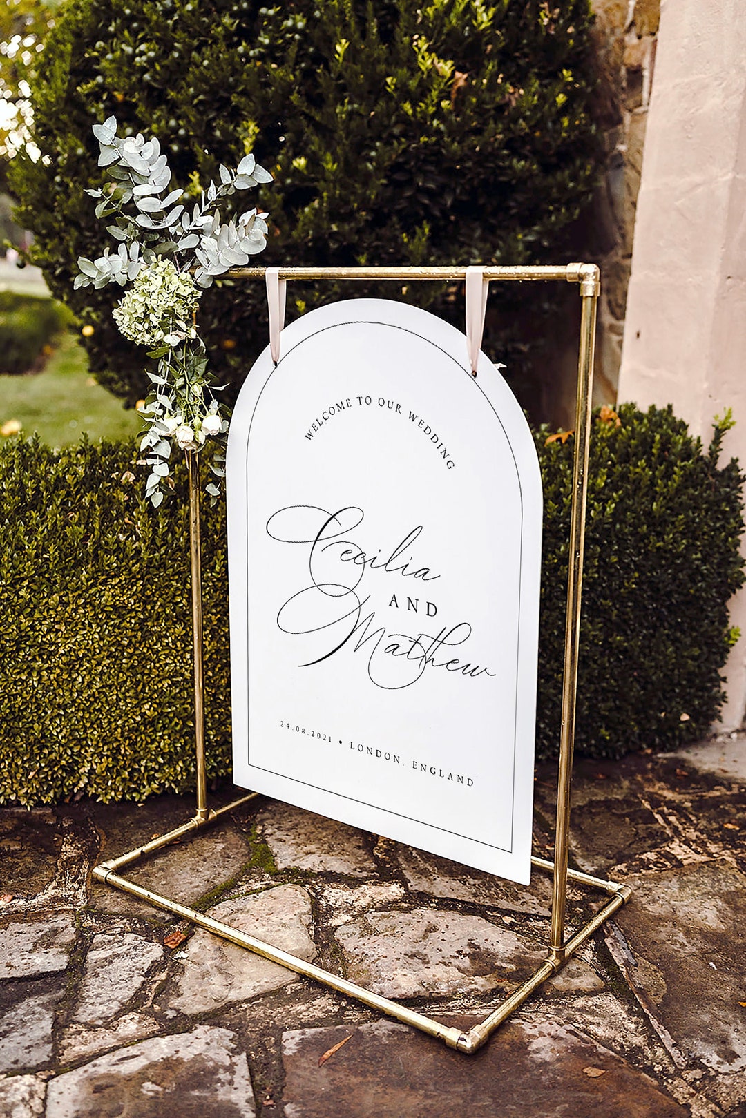 Elegant ARCHED Wedding Welcome Sign Template, Welcome Wedding Sign ...
