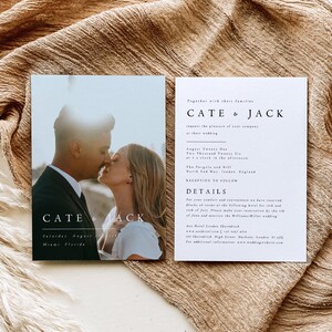 Minimalist Photo Wedding Invitation Set, Simple, Modern Wedding Invite ...