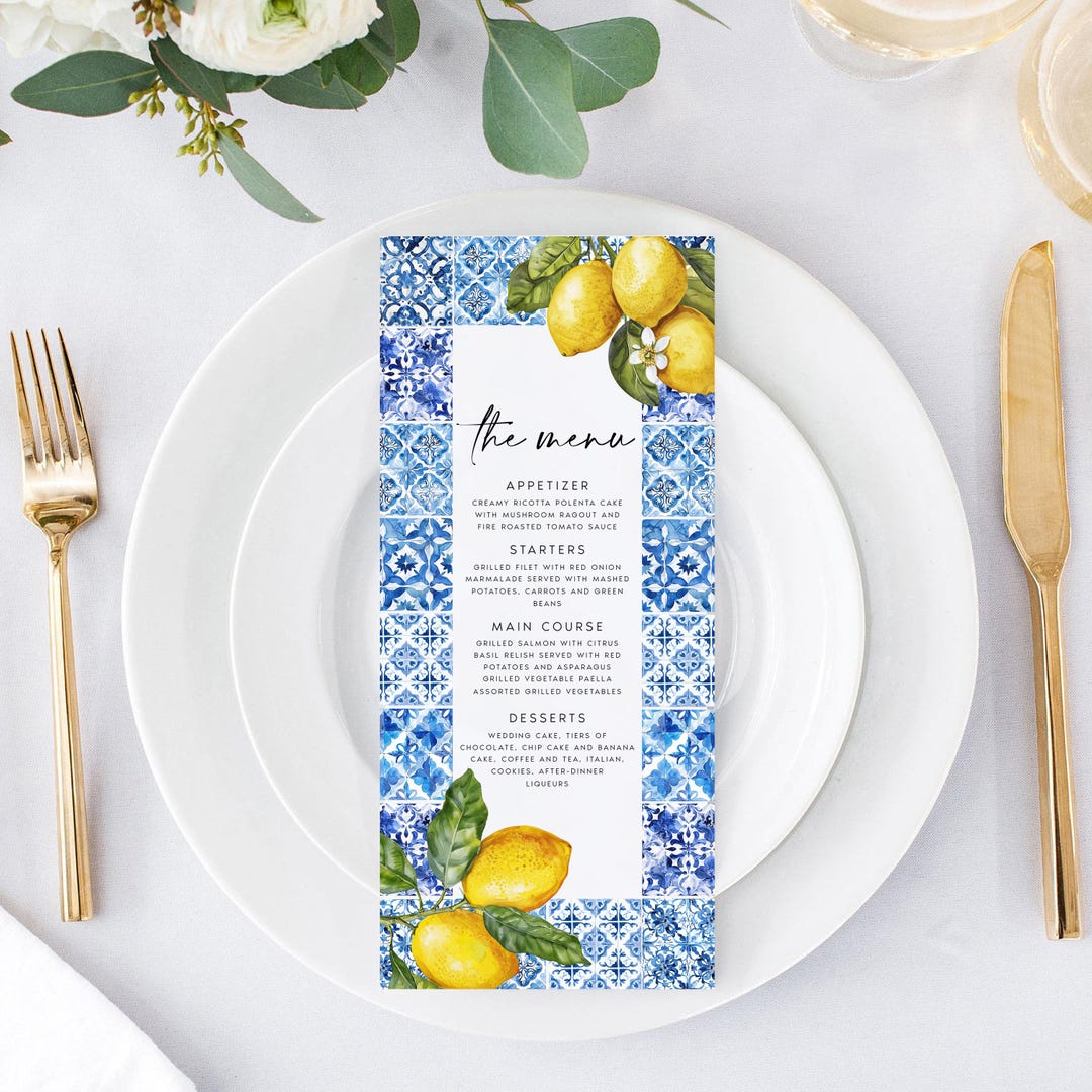 Mediterranean Wedding Menu Template Instant Download, Wedding Menu ...