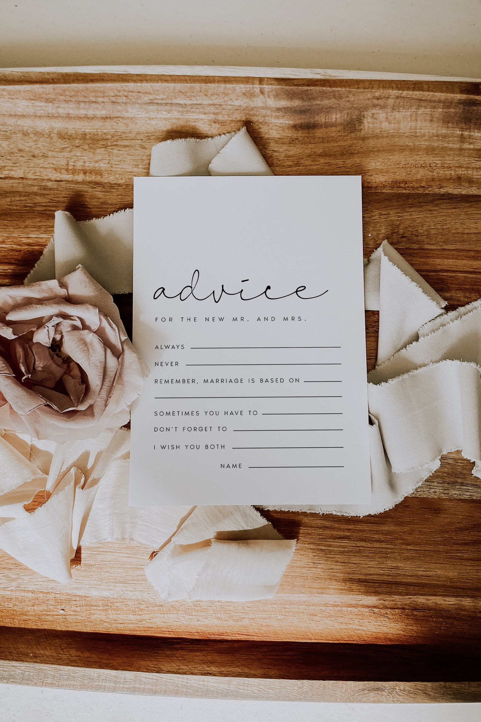 Modern Advice for the Bride and Groom Card Template Printable - Etsy