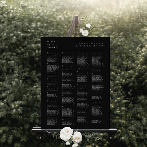 Black Seating Chart Template Modern Editable Instant Download - Etsy