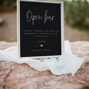 Printable Open Bar Sign Template Wedding Bar Sign Modern - Etsy