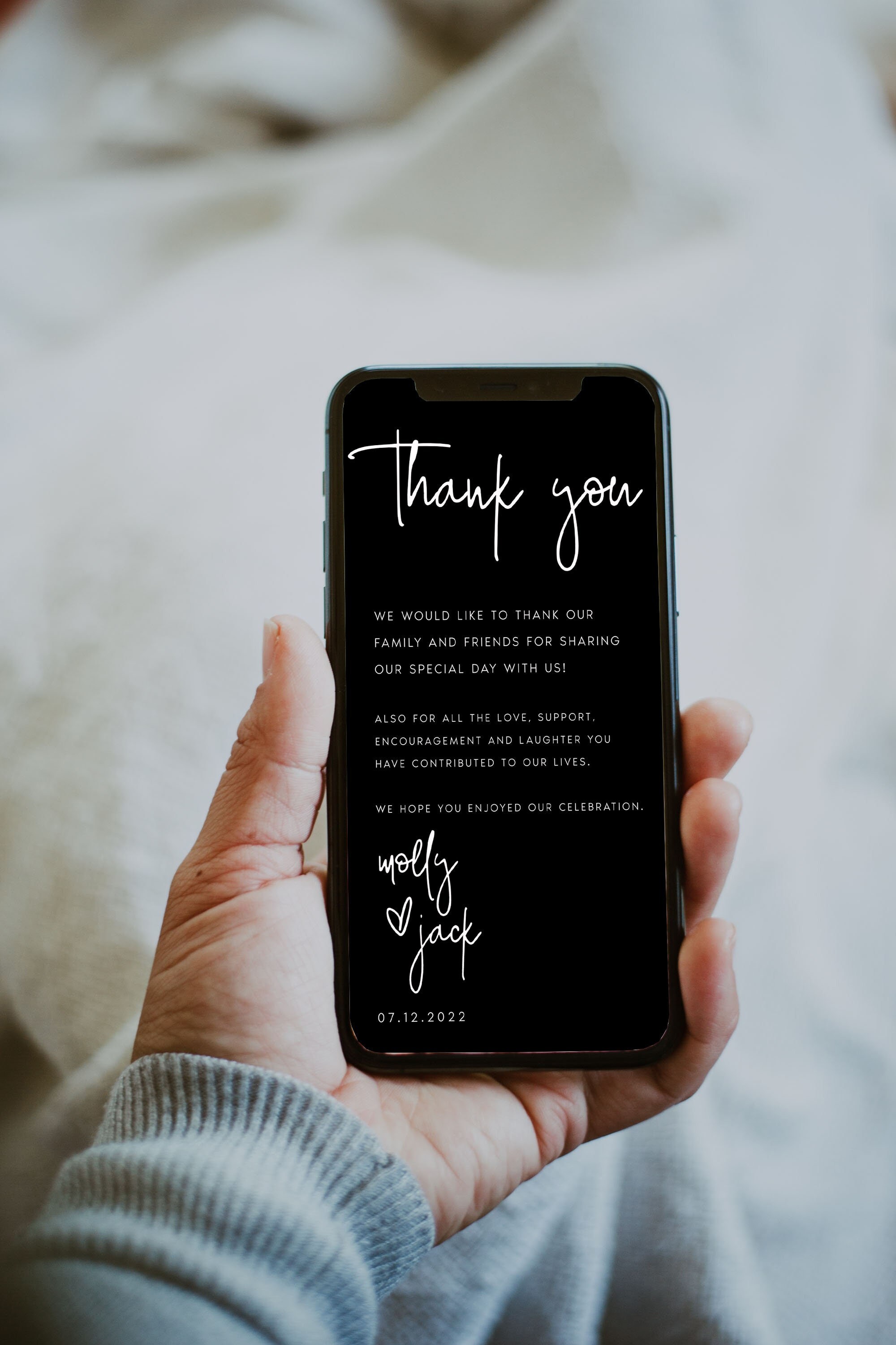 Electronic Thank You Note Template Modern Wedding Thank You | Etsy