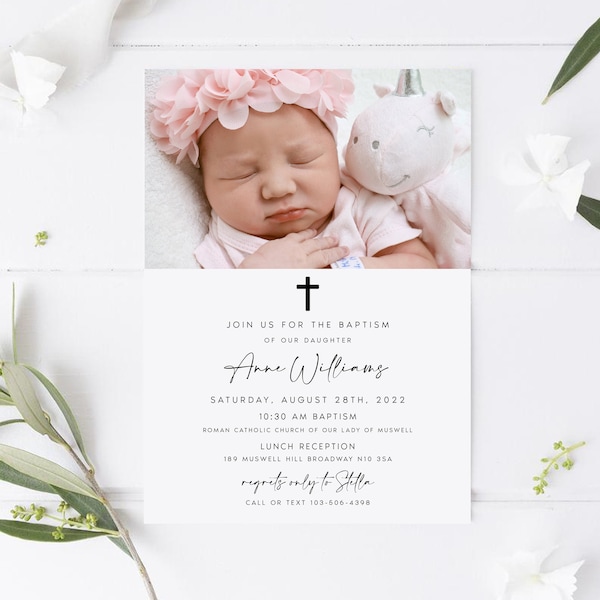 Baptism Photo Invitation - Etsy