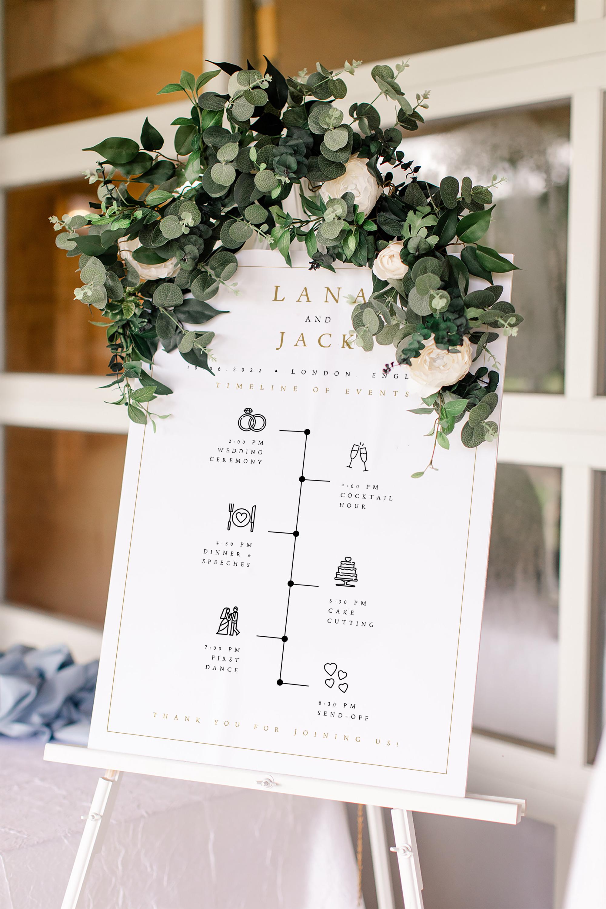 Wedding Timeline Sign Template, Gold Wedding Party Timeline, Wedding ...