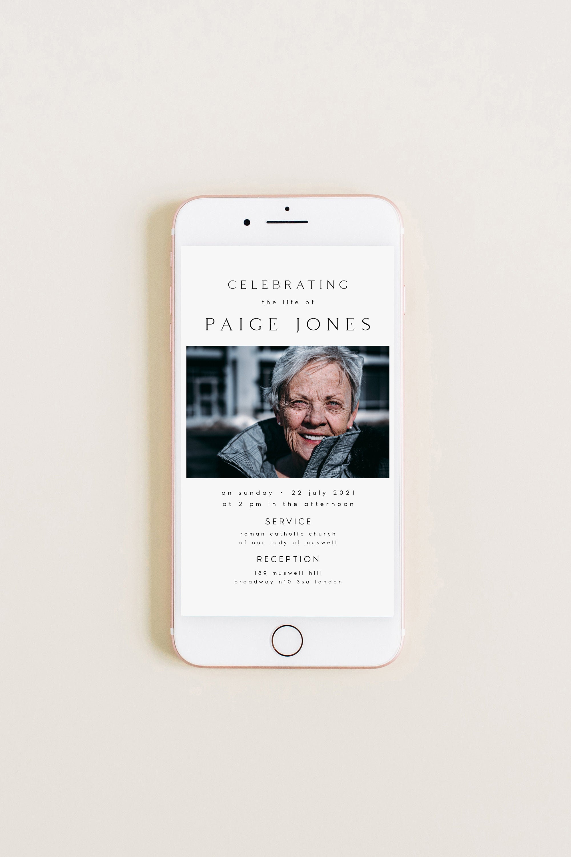 Funeral Electronic Invitation for Smartphones Electronic | Etsy