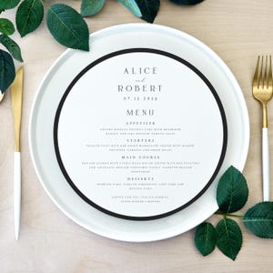 Round Printed Menu Card With Black Border, Circle Menu, Printed Wedding ...