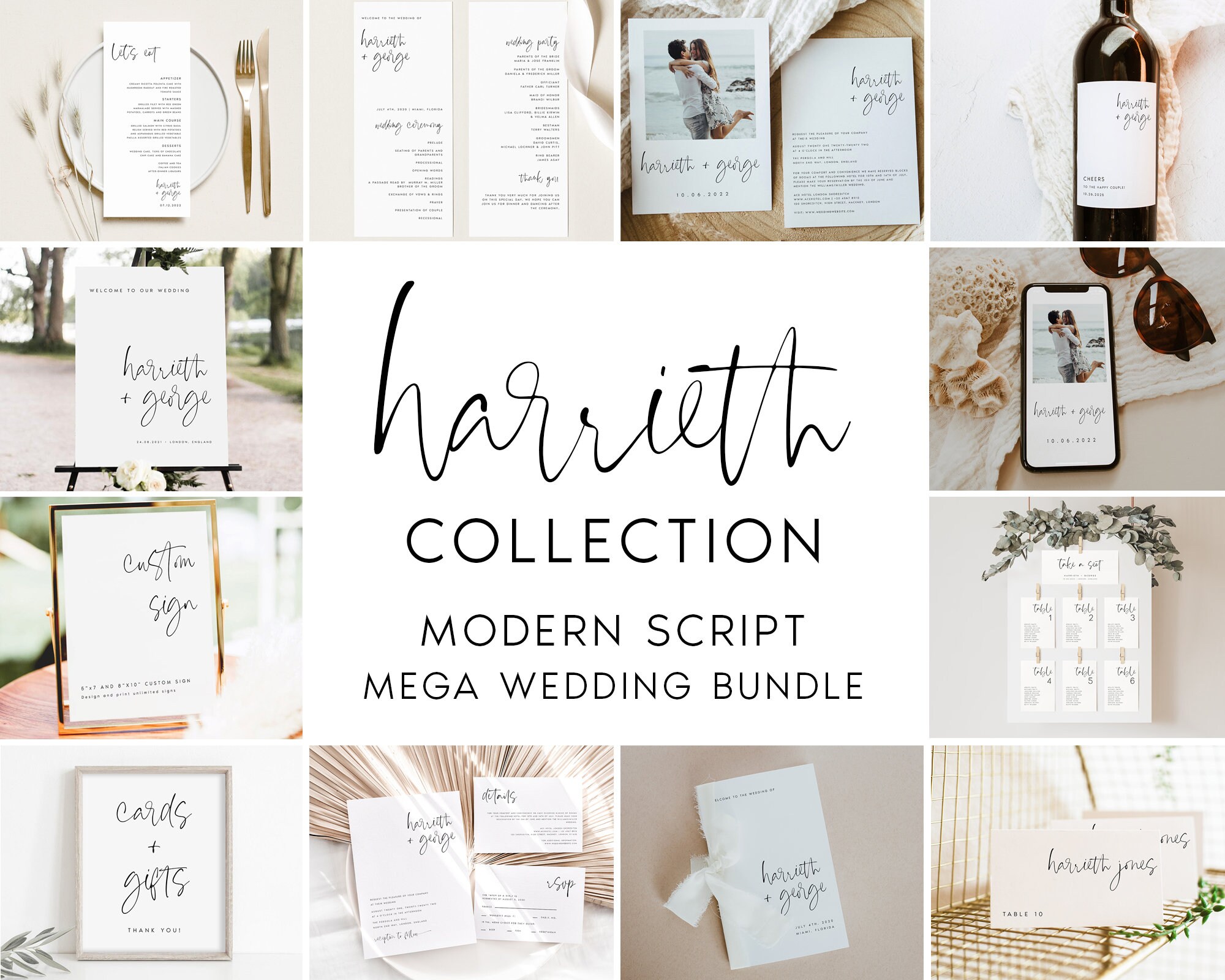 Modern Script MEGA Wedding Bundle Minimalist Wedding | Etsy UK