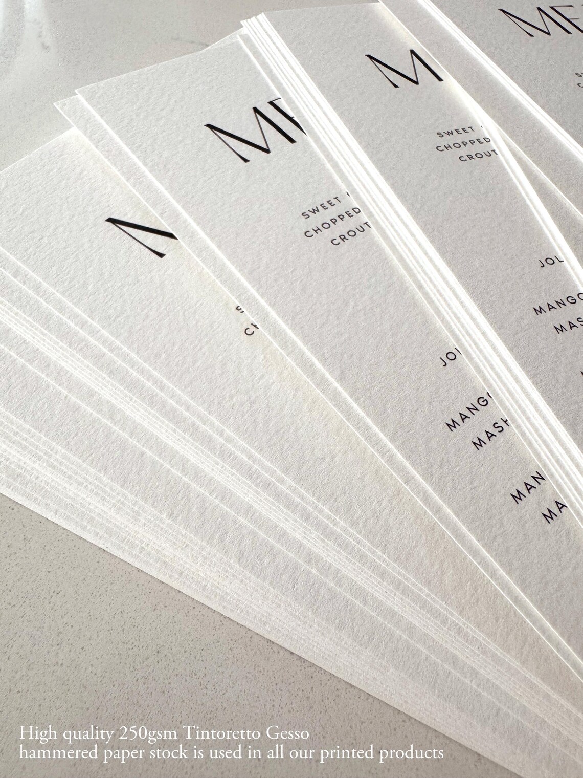 Arch Shape Wedding Menu Cards, Printed Matte Textured Paper, Black Ink ...
