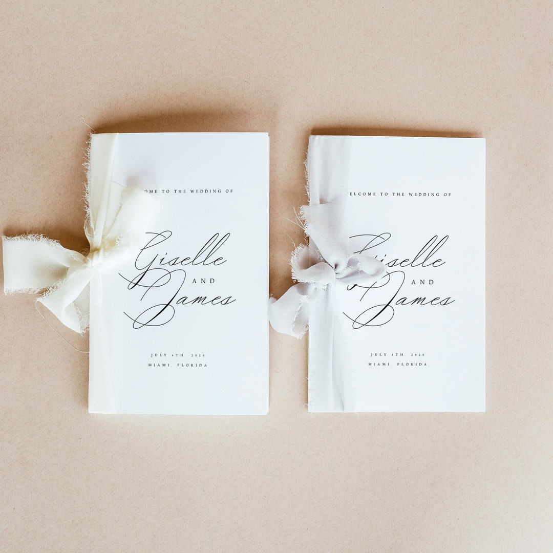 Wedding Programs Template, Foldable Wedding Program, Minimalist ...