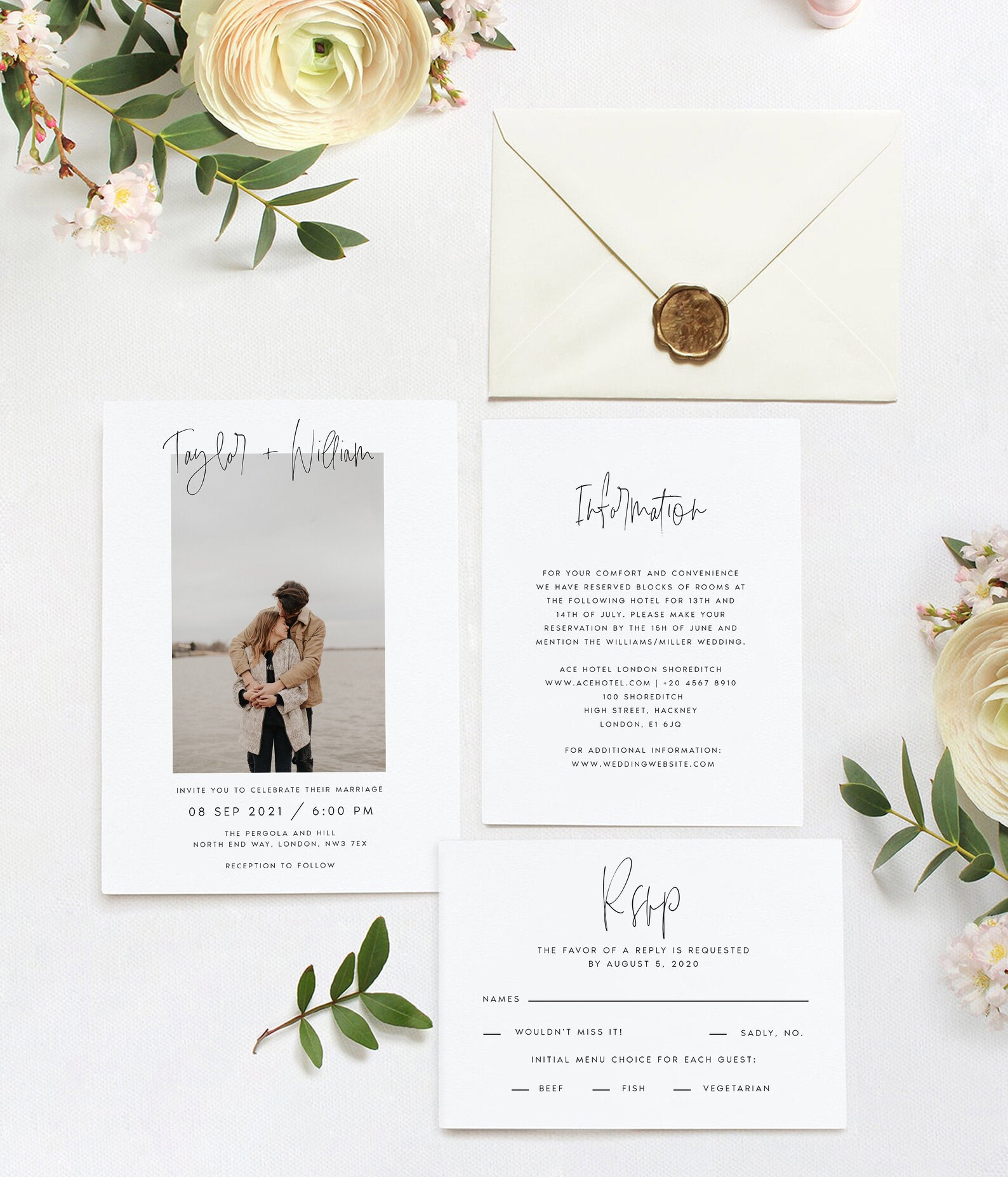 Wedding Invitation Template With Photo Photo Invite Editable - Etsy