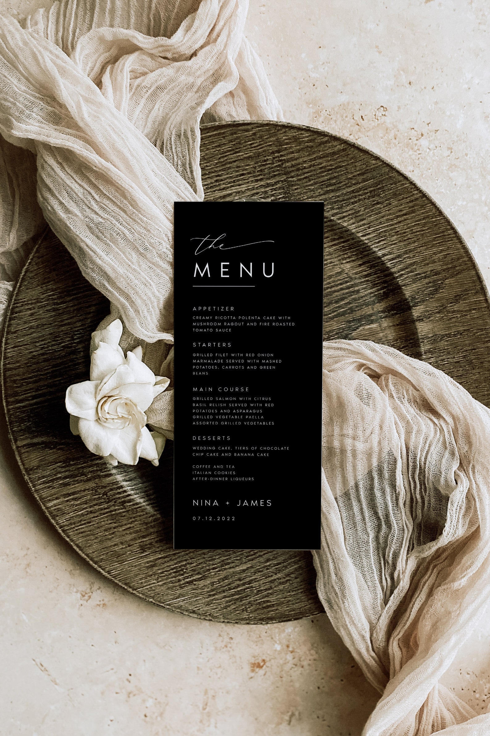 Elegant Black Wedding Menu Template Modern Script Wedding - Etsy