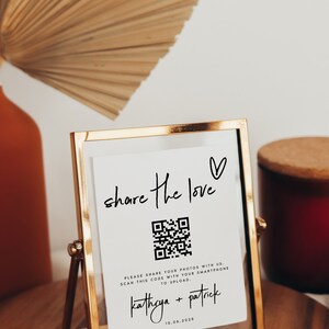 Share the Love QR Code Sign Template, 5x7 and 8x10 Photo Album Share QR ...