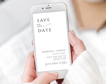 Modern Save the Date Evite Template, Minimalist Digital Text Invite, Electronic Save the Date ...