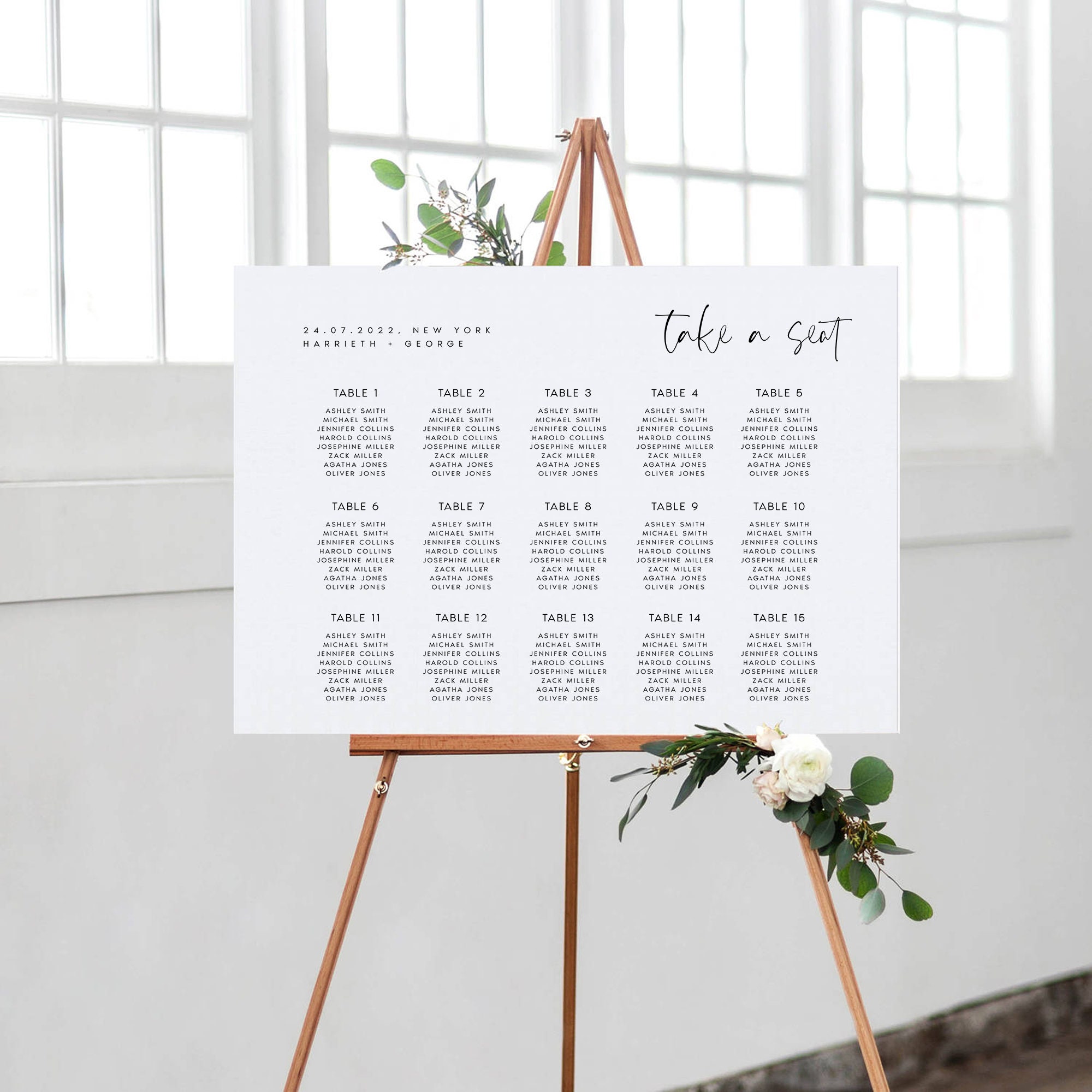 Seating Chart Template Modern Minimalist Editable Instant - Etsy UK