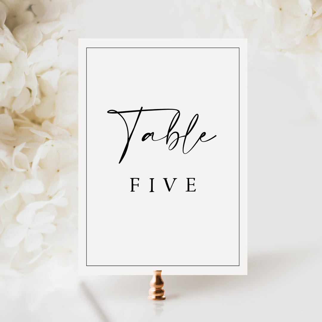 Minimalist Wedding Table Numbers Template, 5x7 or 4x6 (digital Download ...