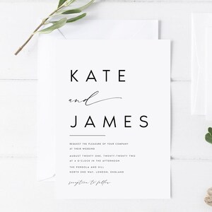 Modern Wedding Invitation Template Minimalist 100% Editable | Etsy