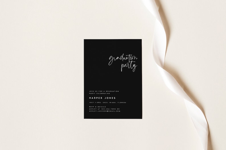 Black Graduation Party Invitation Template DIY Graduation - Etsy