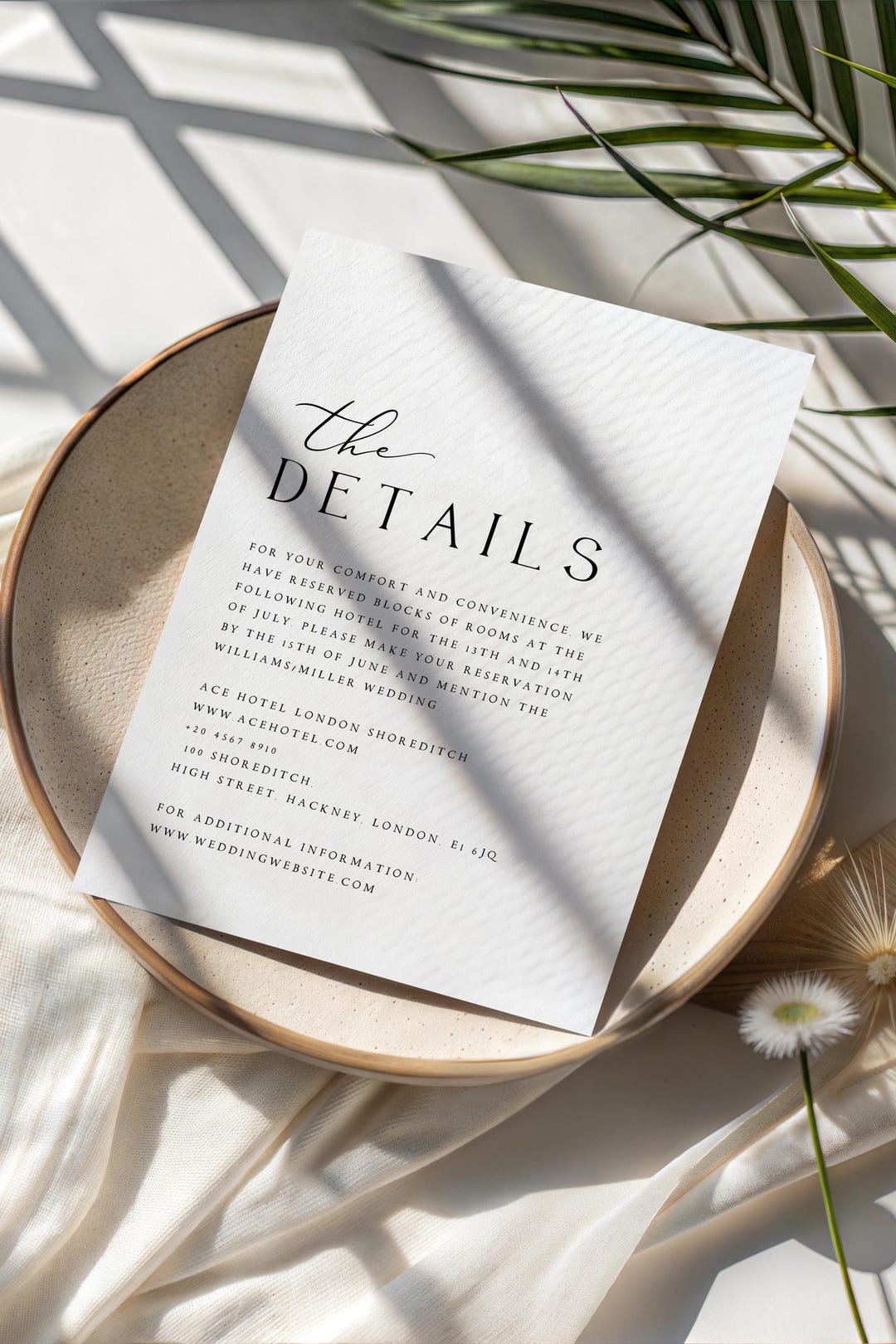Wedding Details Card Template, Modern Wedding Invitation Insert, Canva ...