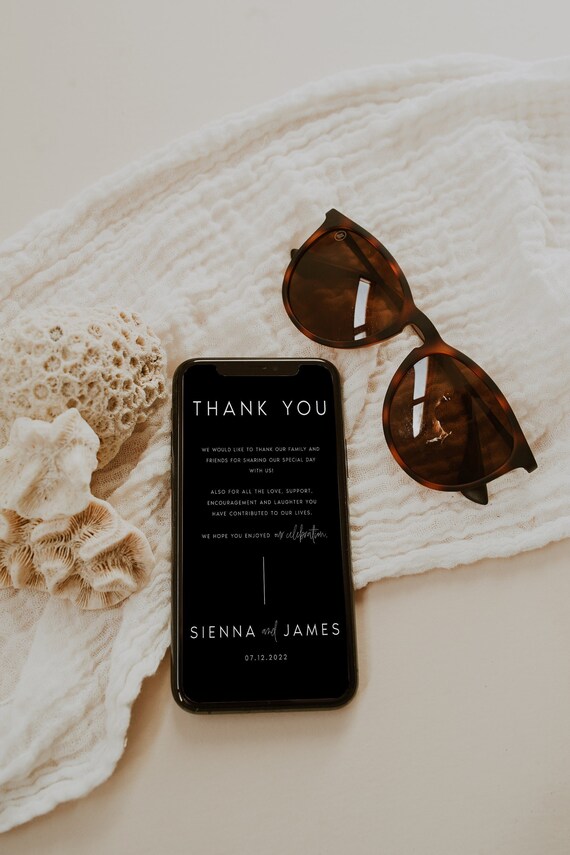 Electronic Thank You Note Template Digital Wedding Thank You | Etsy