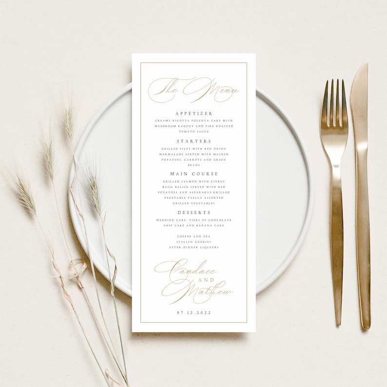 Elegant Gold Wedding Menu Template (digital Download) CNDC - Etsy UK