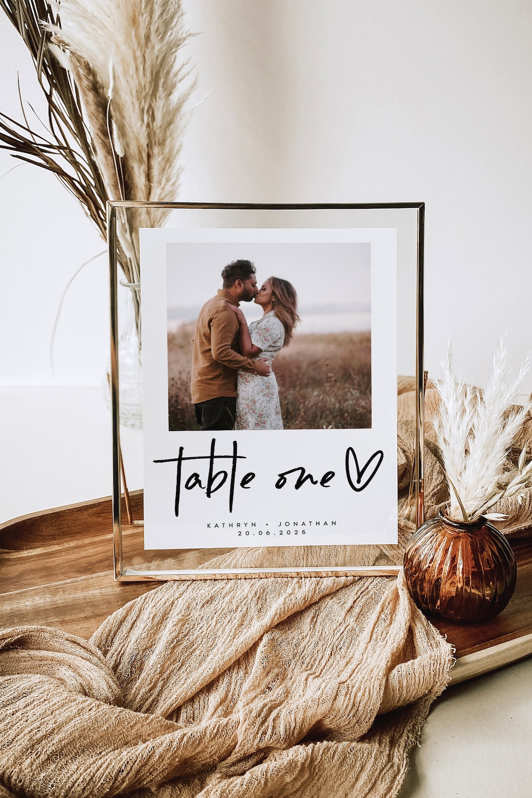 Photo Table Number Template, Editable Minimalist Wedding Table Number ...