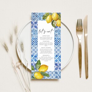 Mediterranean Wedding Menu Template Instant Download, Wedding Menu ...