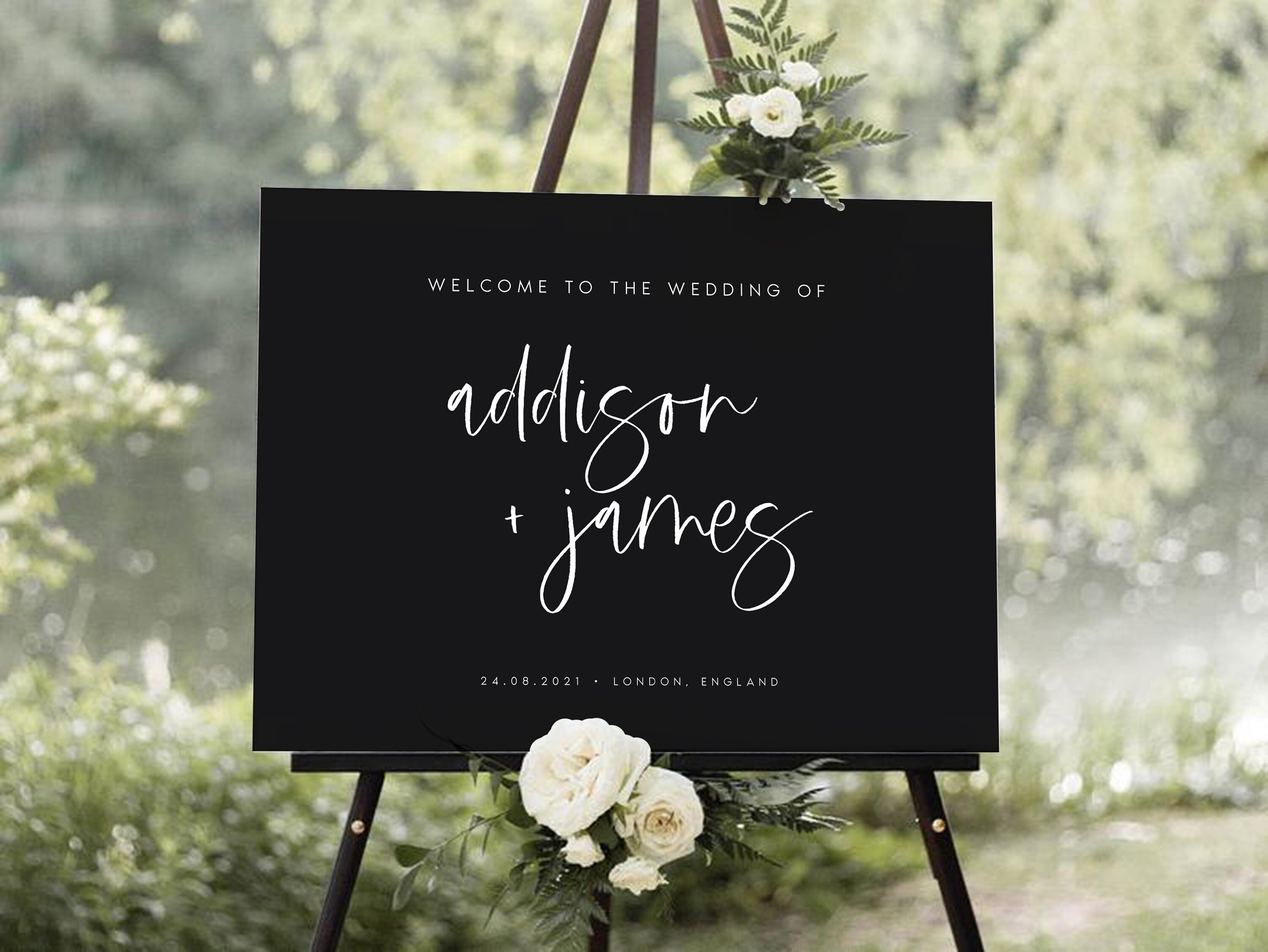 Modern Wedding Welcome Sign Welcome Wedding Sign Black - Etsy