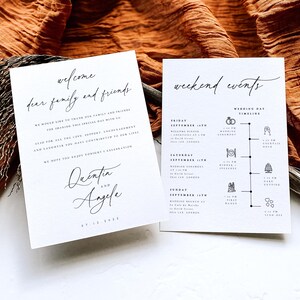 Minimalist Wedding Events Card Template, Modern Weekend Events, Wedding ...
