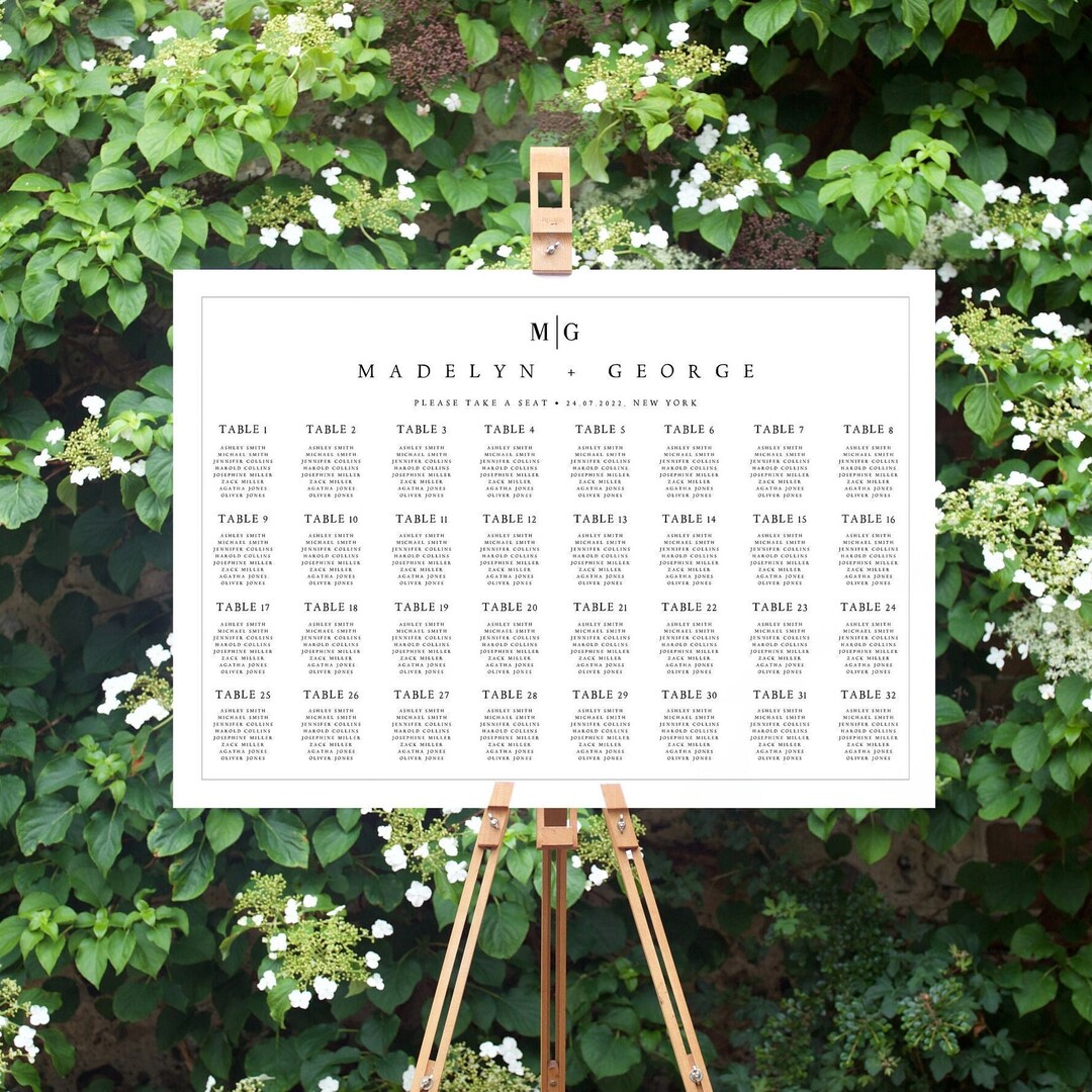Modern Minimalist Wedding Seating Chart Template (digital Download ...