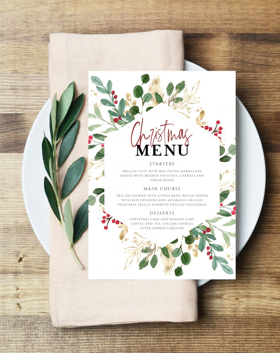 Christmas Menu Template, Christmas Menu, Printable Christmas Menu ...