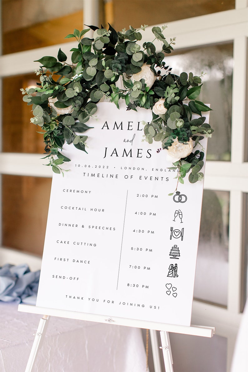 Wedding Order of Events Timeline Sign Template Minimalist - Etsy