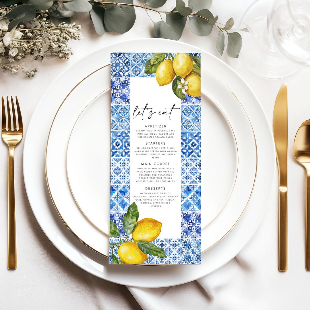 Mediterranean Wedding Menu Template Instant Download, Wedding Menu ...
