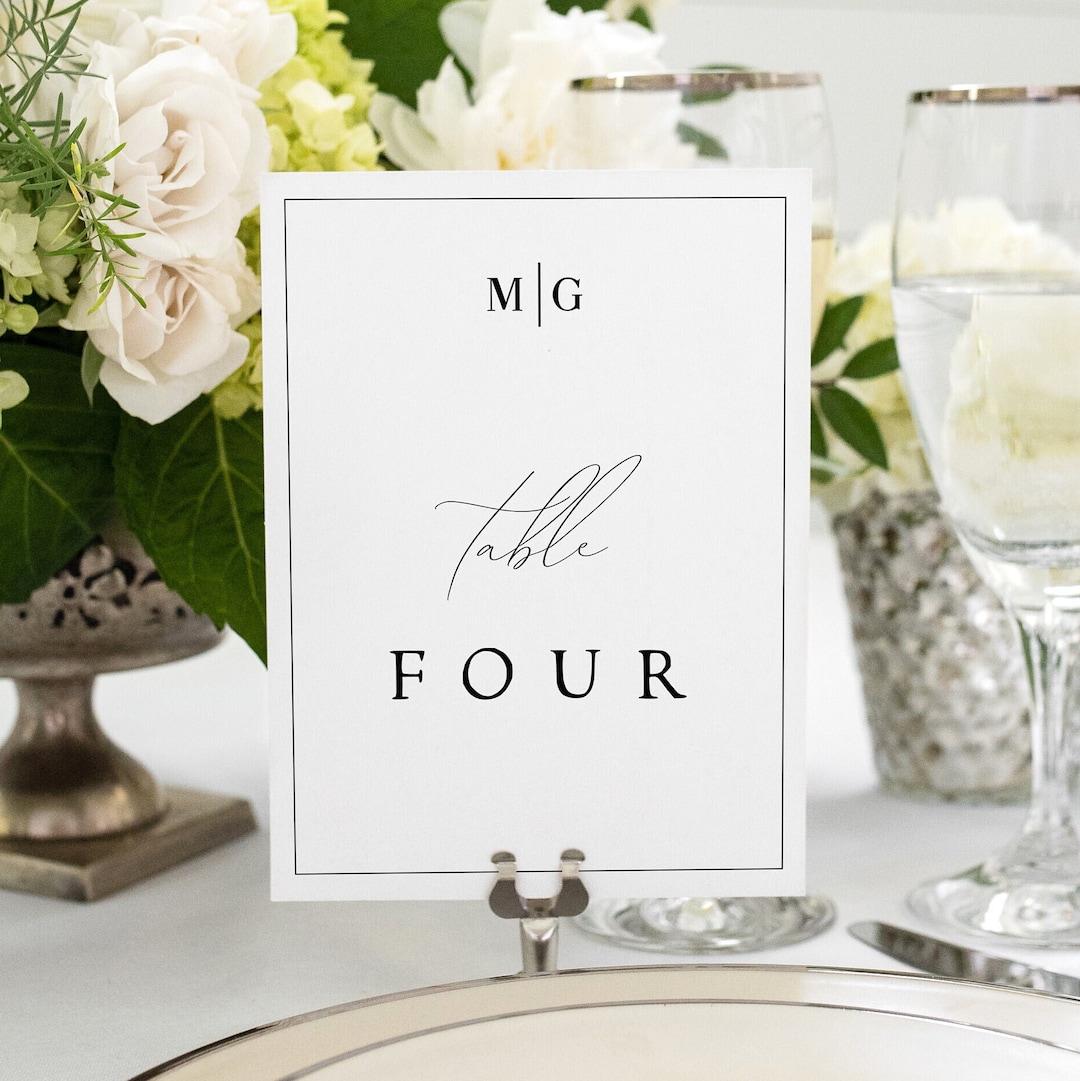 Elegant Wedding Table Number Template, Printable, Script, Minimalist ...