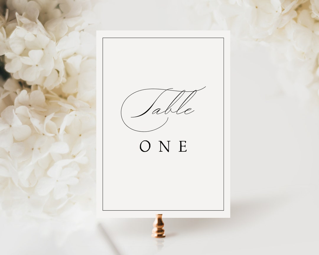 Wedding Table Numbers Printable, Calligraphy Table Numbers Template ...