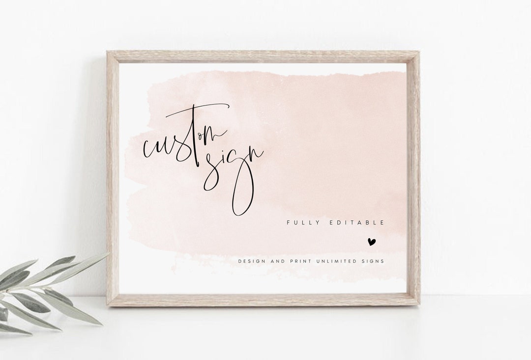 Watercolor Pink Wedding Sign Template, Blush Custom Table Sign Template ...