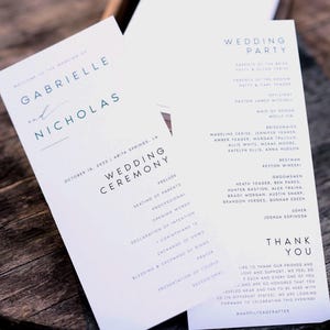 PRINTED + SHIPPED Modern Wedding Program, Minimalist Order of Service ...