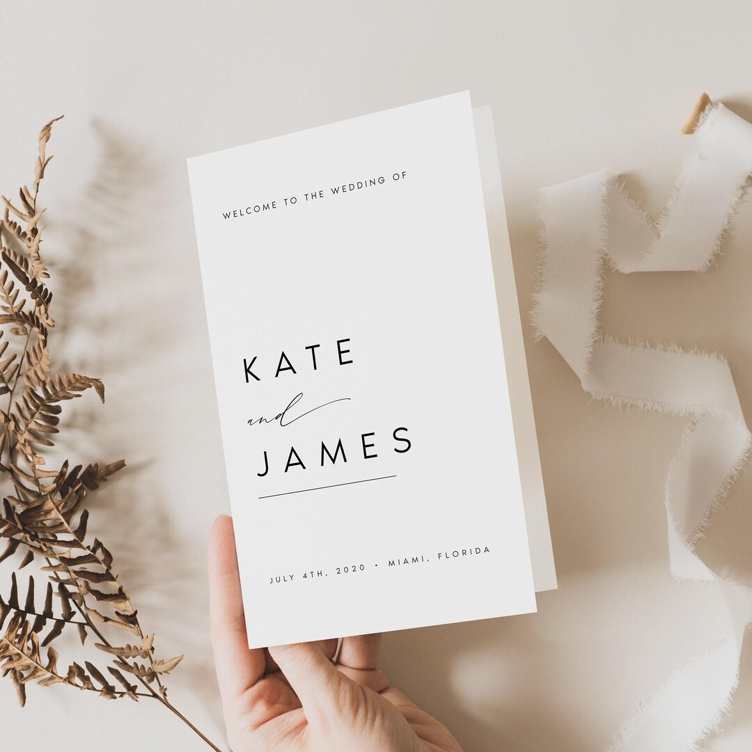 Modern Wedding Program Template, Foldable, Modern Wedding Program ...