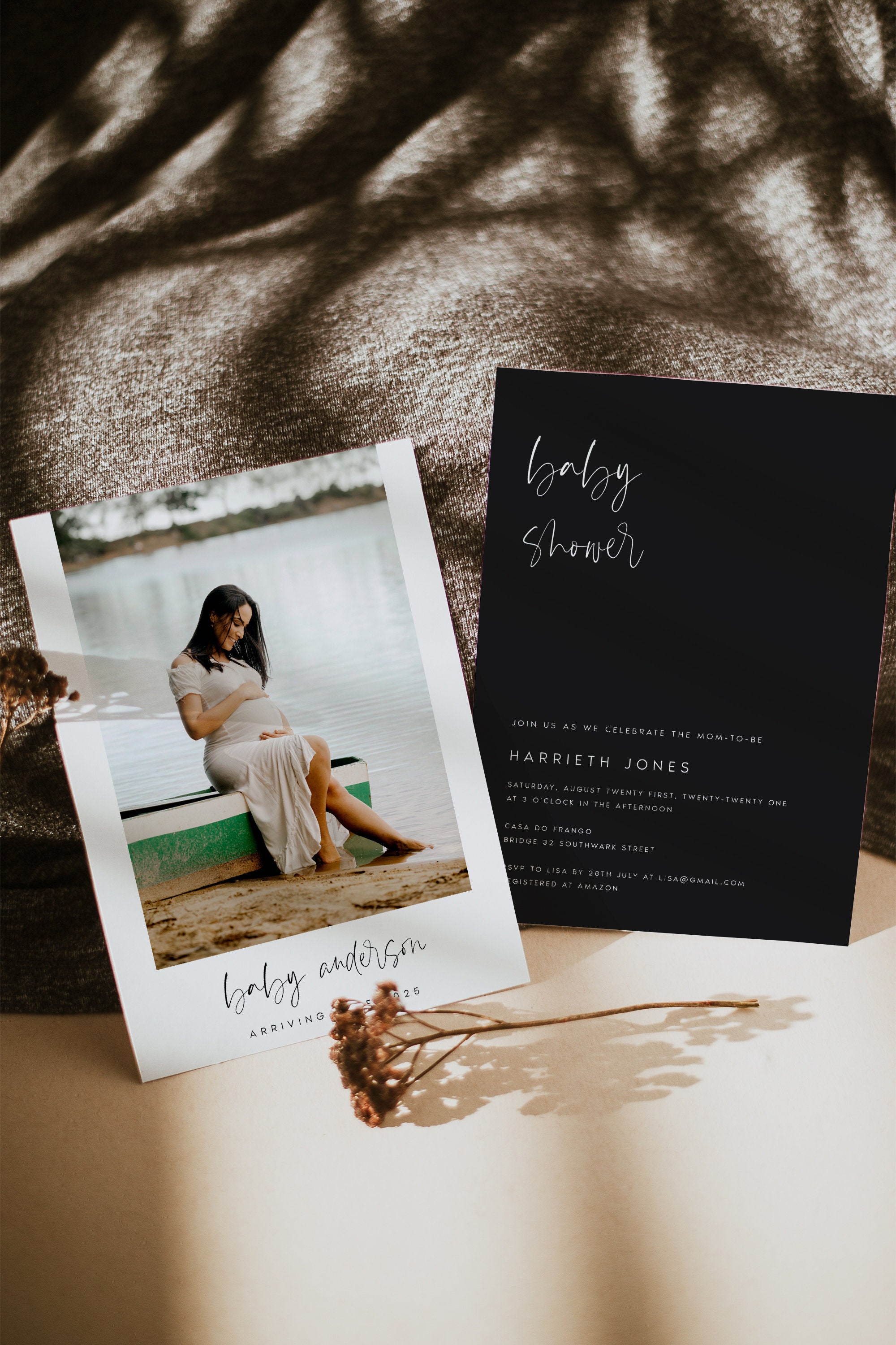 Black Baby Shower Invitation Template Printable Modern Baby - Etsy