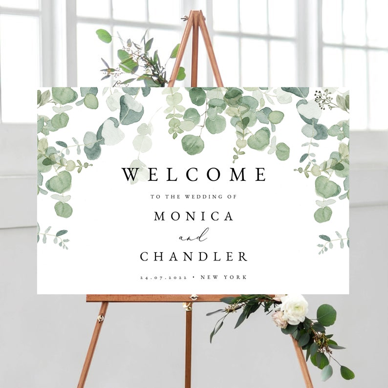 Eucalyptus Wedding Welcome Sign Minimalist Wedding Sign - Etsy
