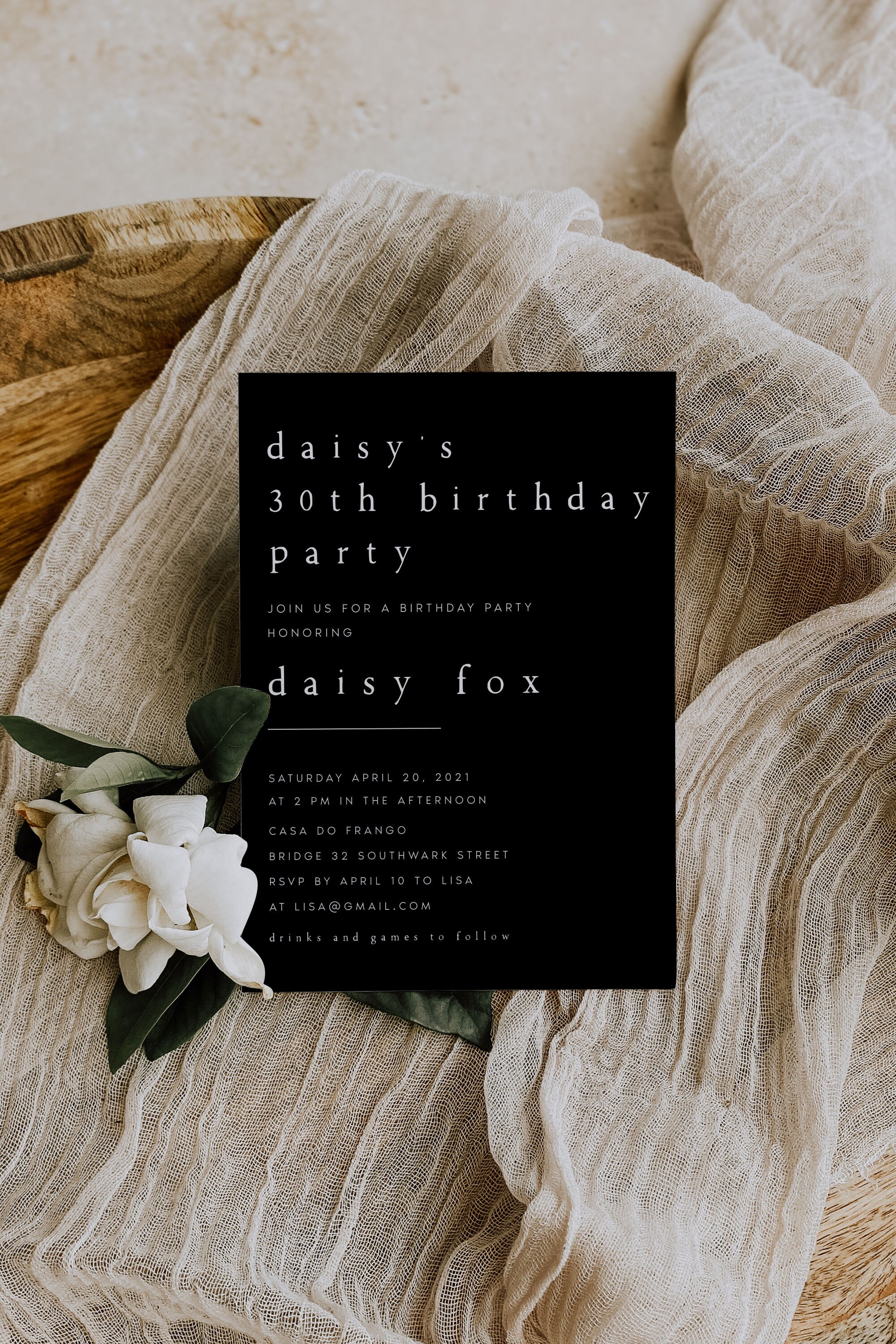 Modern Birthday Party Invitation Template Black Birthday - Etsy