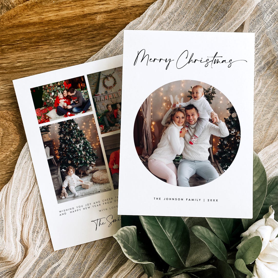 Elegant Photo Christmas Card Template, Minimalist Holiday Card ...