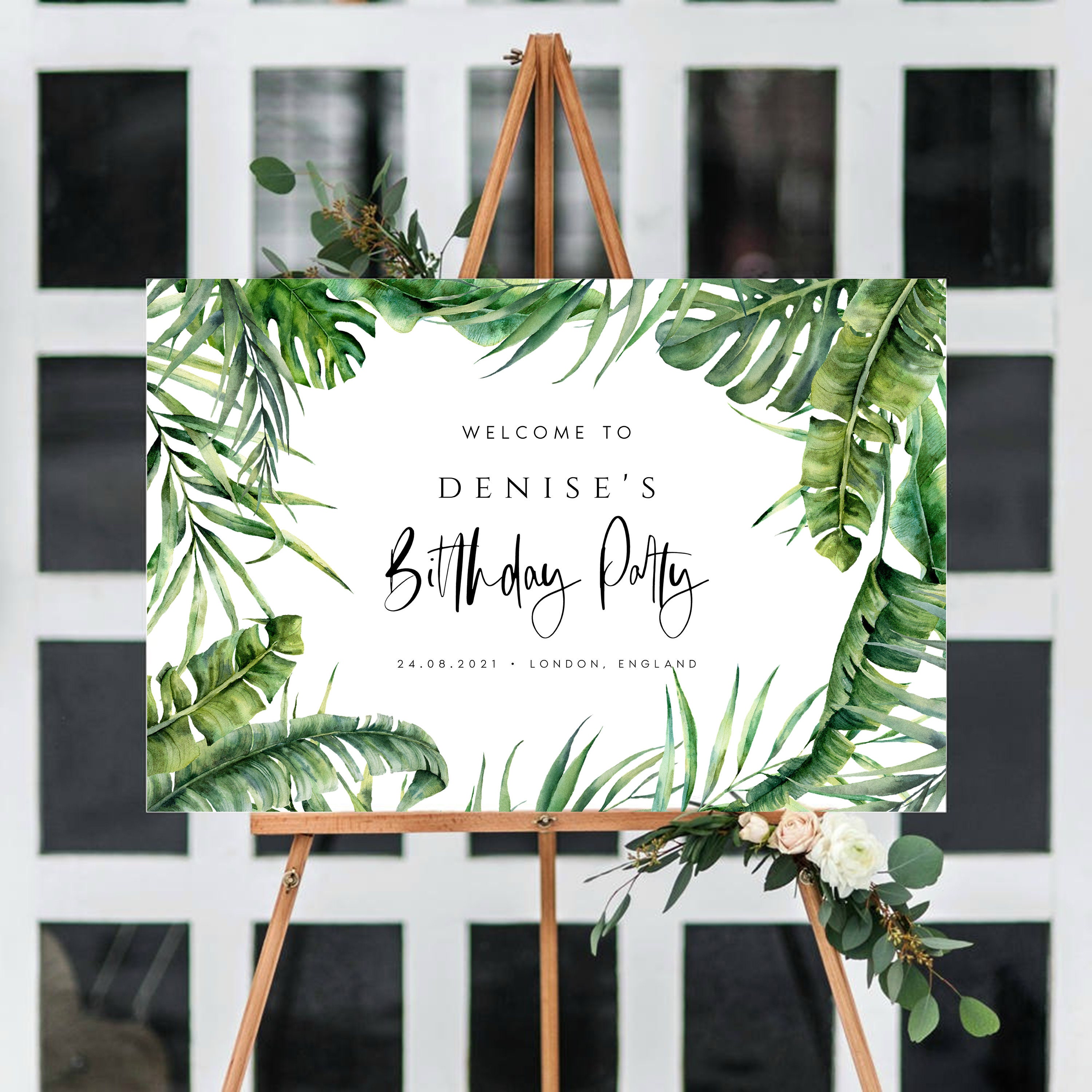 Tropical Birthday Welcome Sign Template Printable Birthday - Etsy