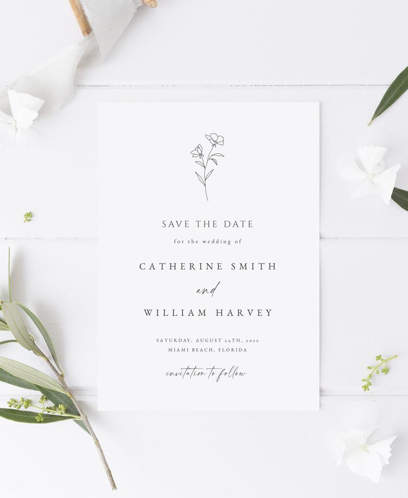 Botanical Save the Date Invitation Fine Art Botanical - Etsy UK