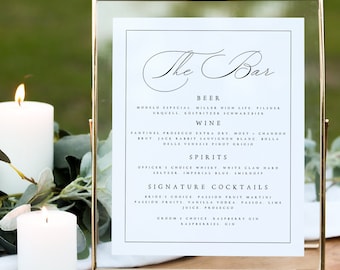 Elegant Bar Sign Template, Elegant Wedding Bar Sign, Classic Wedding ...
