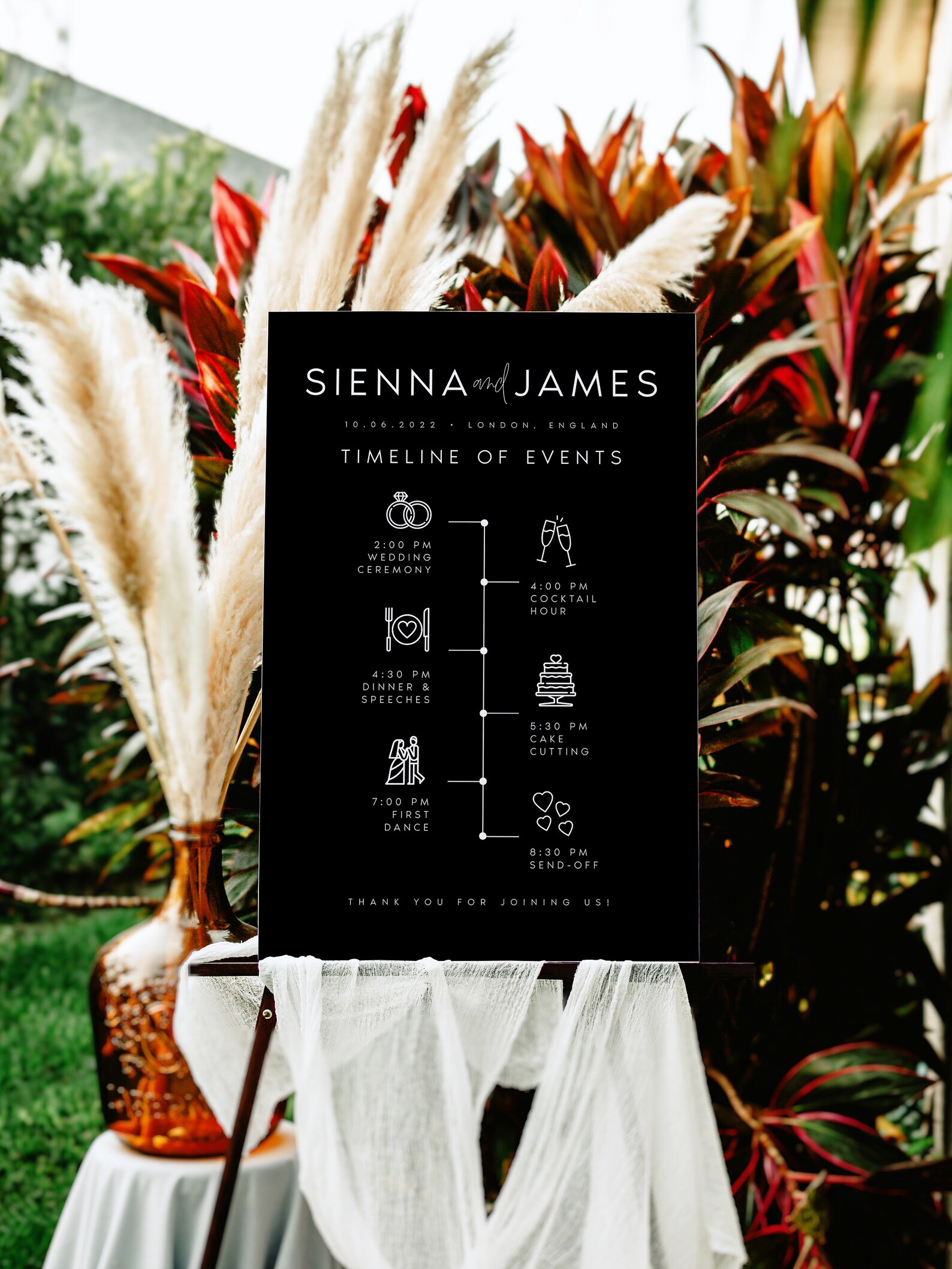 Modern Wedding Timeline Sign Template Minimalist Order of - Etsy